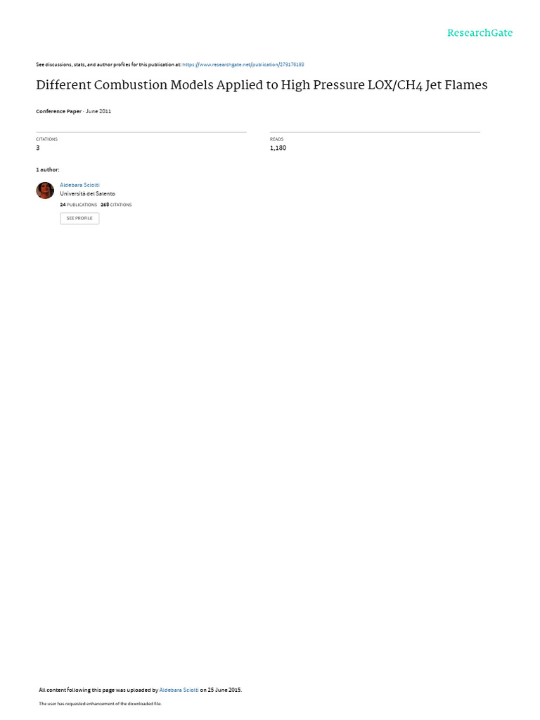 Different Combustion Models Applied To High Pressure | PDF | Combustion | Fluid Dynamics