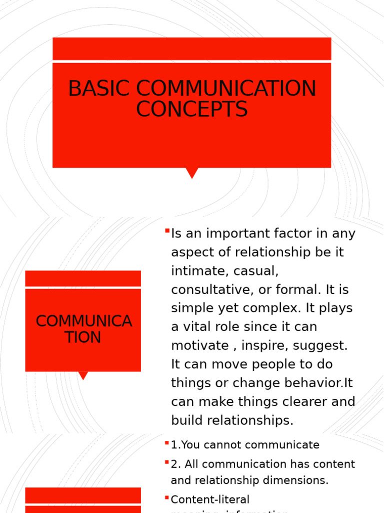BASIC-COMMUNICATION-CONCEPTS (1) | PDF | Communication | Human Communication