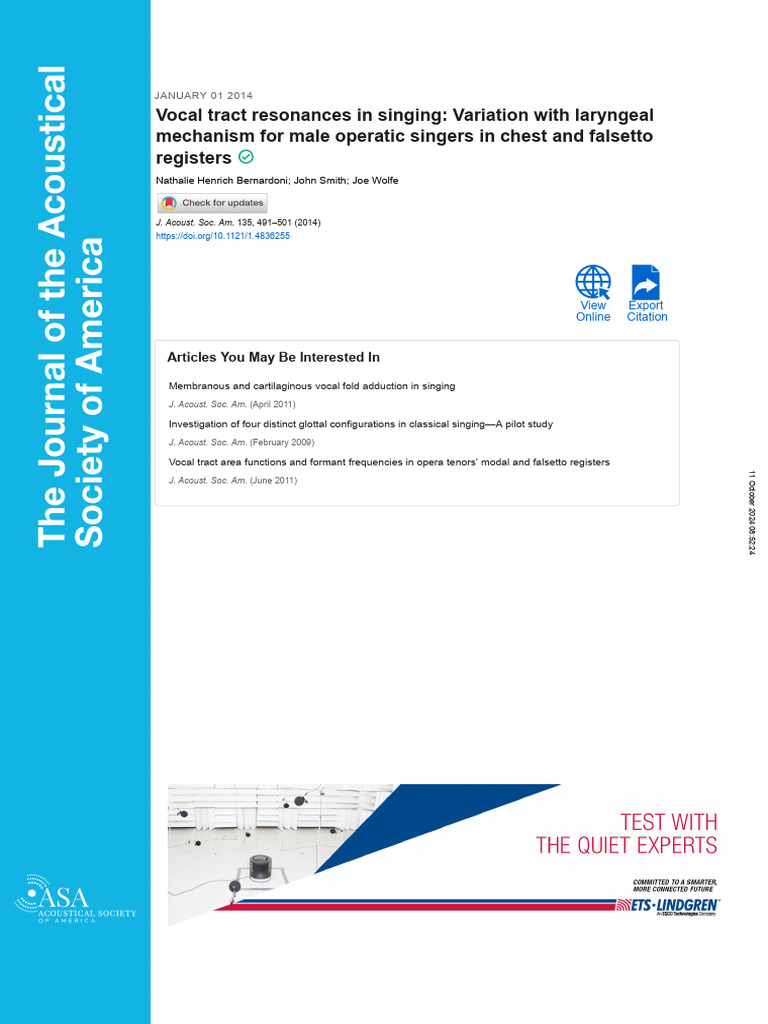 Vocal Tract Resonances in Singing Variation With Laryngeal Mechanism ...