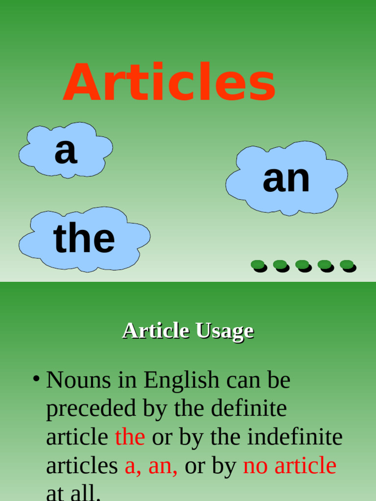 Understanding English Article Usage | PDF