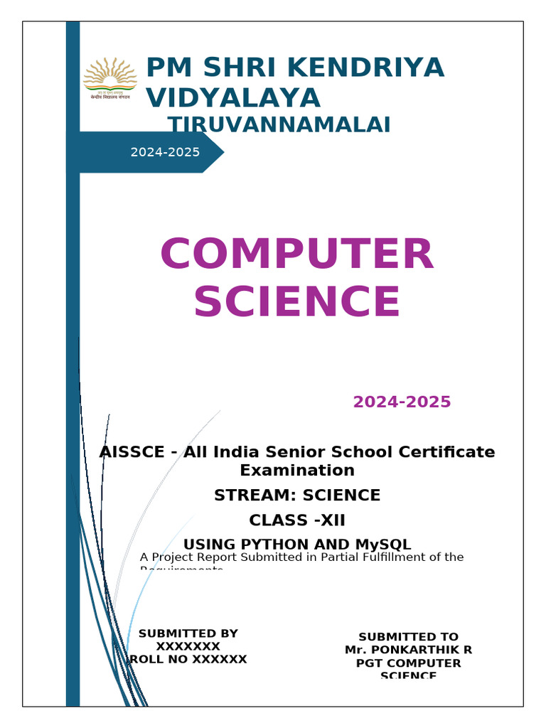 PROJECT CS XII 2024-25 SAMPLE | PDF | My Sql | Software