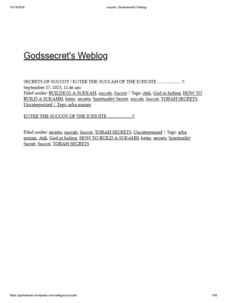 Succah - Godssecret's Weblog | PDF | Sukkot | Names Of God In Judaism