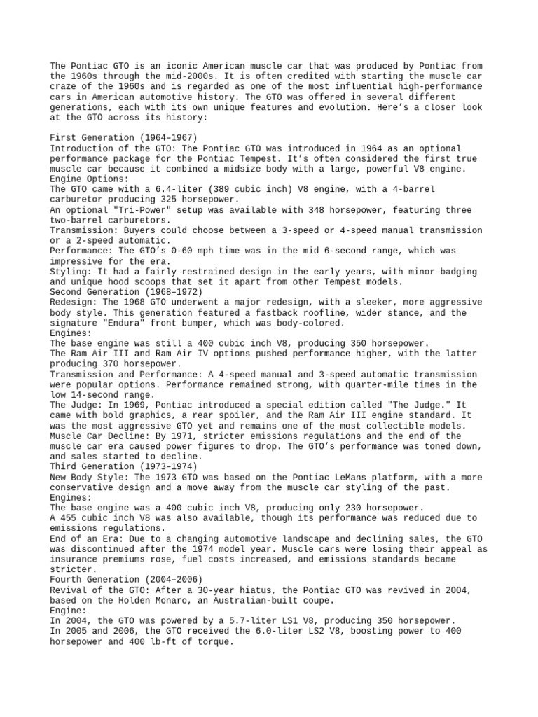 gto | PDF | Automotive Industry | Rear Wheel Drive Vehicles