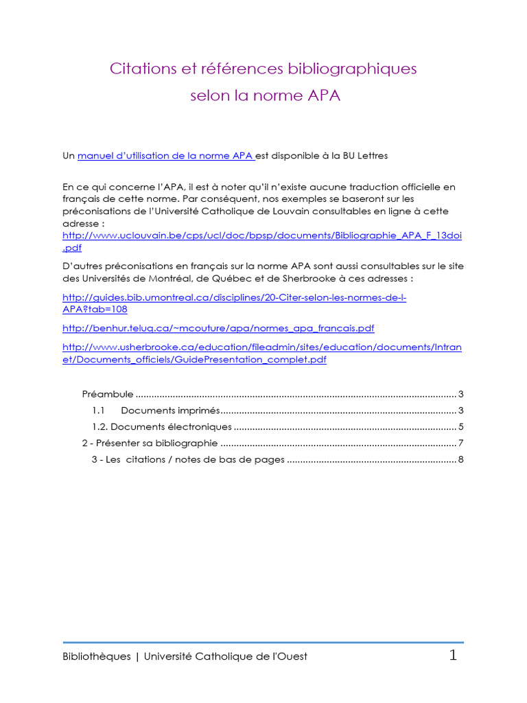 Normes Biblio Guide Apa | PDF | Bibliographie | Bibliothèques
