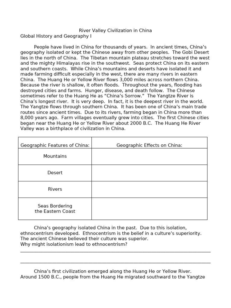 Huang He: Birthplace of Chinese Civilization | PDF | China | World Politics