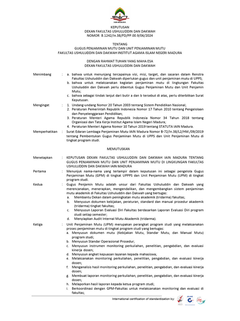 SK Dekan GPM Dan Upm Faud 2024 Final | PDF | Karier & Perkembangan | Bisnis