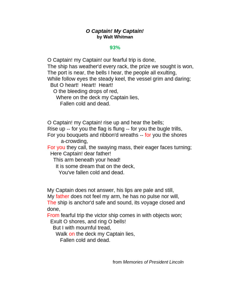 O Captain! My Captain!: For For You | PDF