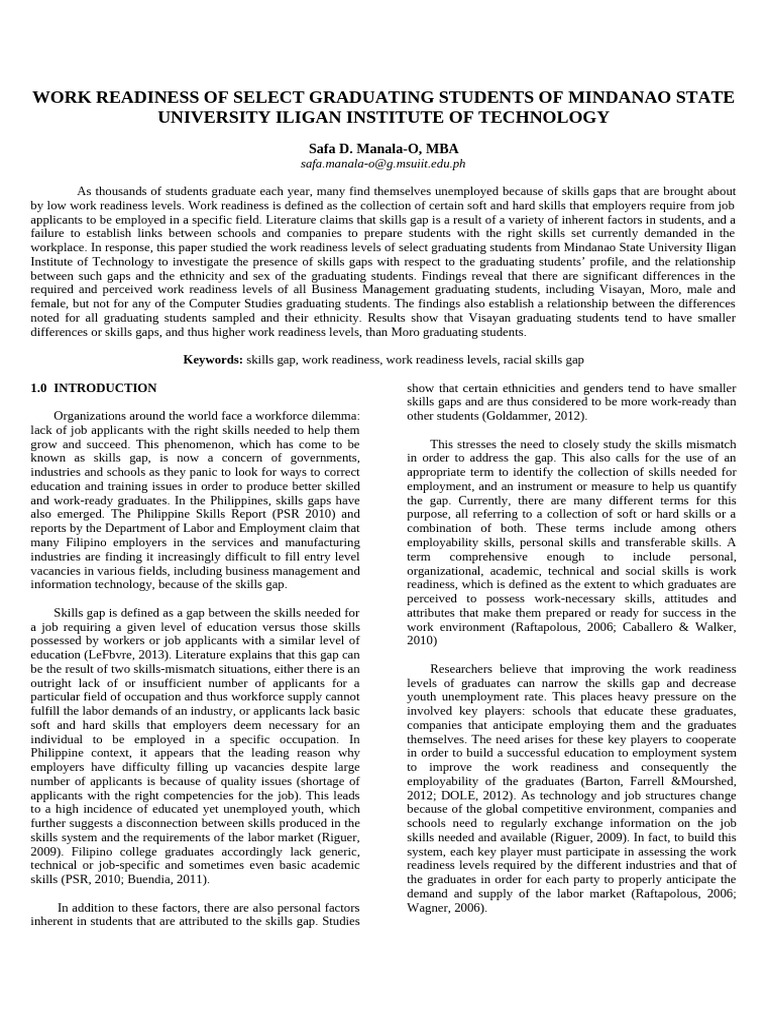 Research Gate Work Readiness | PDF | Employment | Psychological Resilience