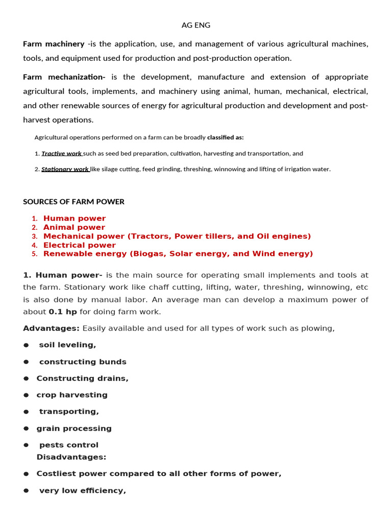 FARM MECH SUMMARY | PDF | Agricultural Machinery | Engines