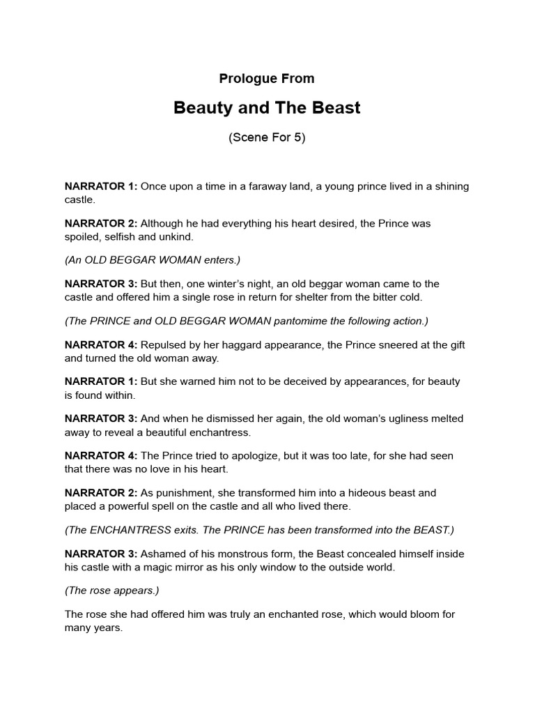 Prolouge From Beauty and The Beast | PDF | Poetry | Young Adult