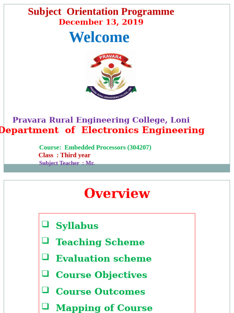 SAMPLE PPT For SUBJECT ORIENTATION | PDF | Embedded System | Microcontroller