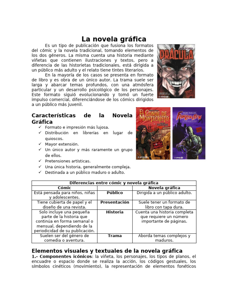 Características de la Novela Gráfica | PDF | Cómics