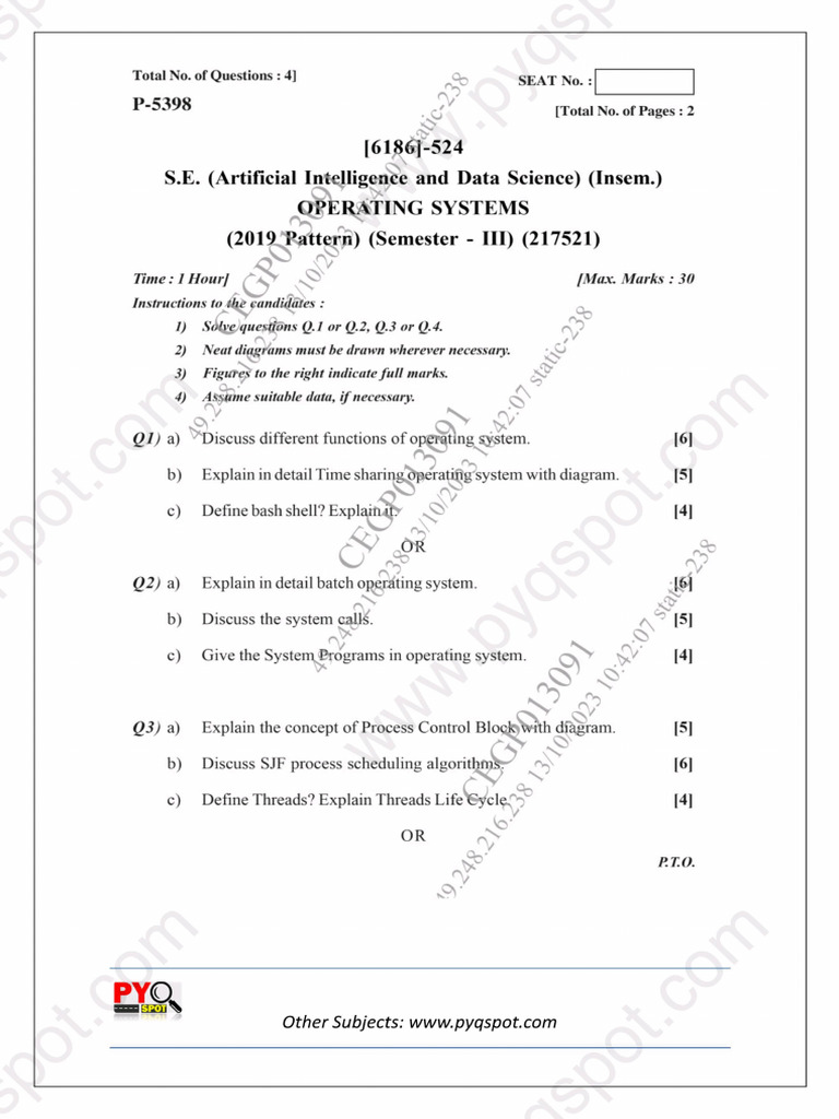OS AIDS PyqSpot Solved Insem 2023 | PDF OS AIDS PyqSpot Solved Insem 2023 | PDF