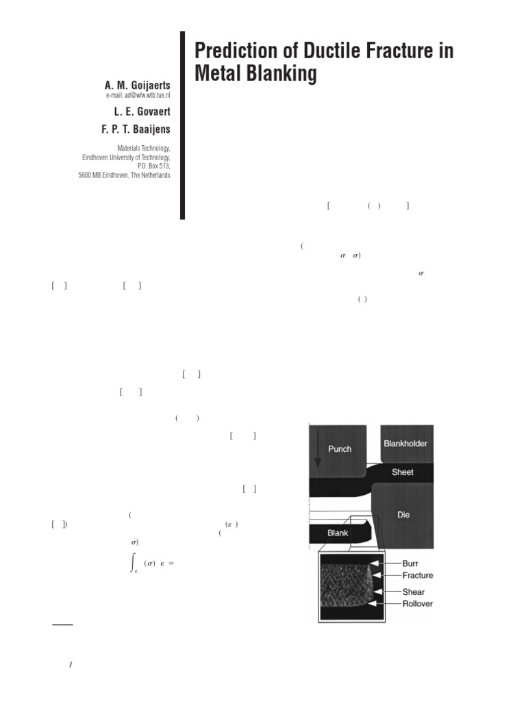 Prediction Of Ductile Fracture Pdf Ductility Fracture