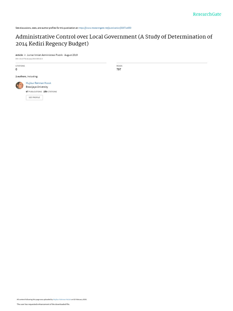 Administrative Control in Kediri Budget | PDF | Audit | Decentralization