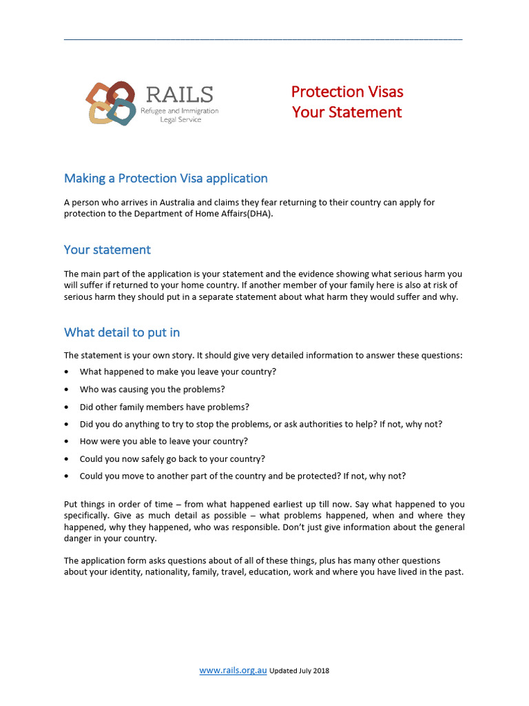 Protection Visas-Your Statement | PDF | Human Migration | Immigration