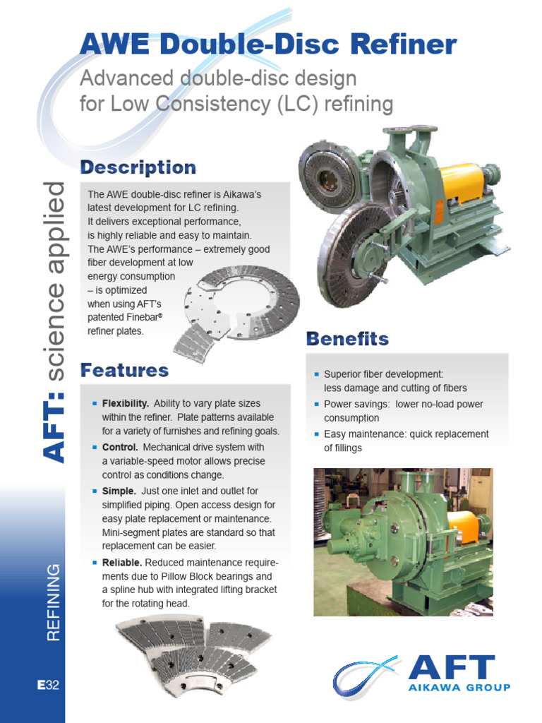 AWE Refiner Brochure | PDF | Pulp (Paper) | Machines