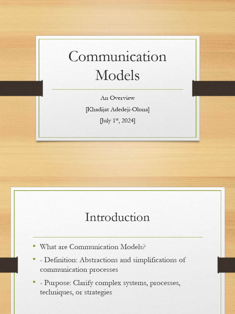 Lecture 3 Communication Models Presentation 240827 060717 | PDF | Art | Computers