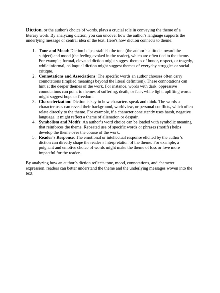 Diction As A Literary Technique | PDF