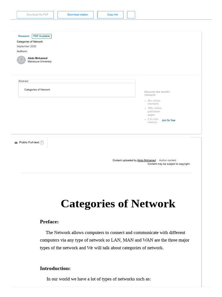 (PDF) Categories of Network | PDF | Computer Network | Local Area Network