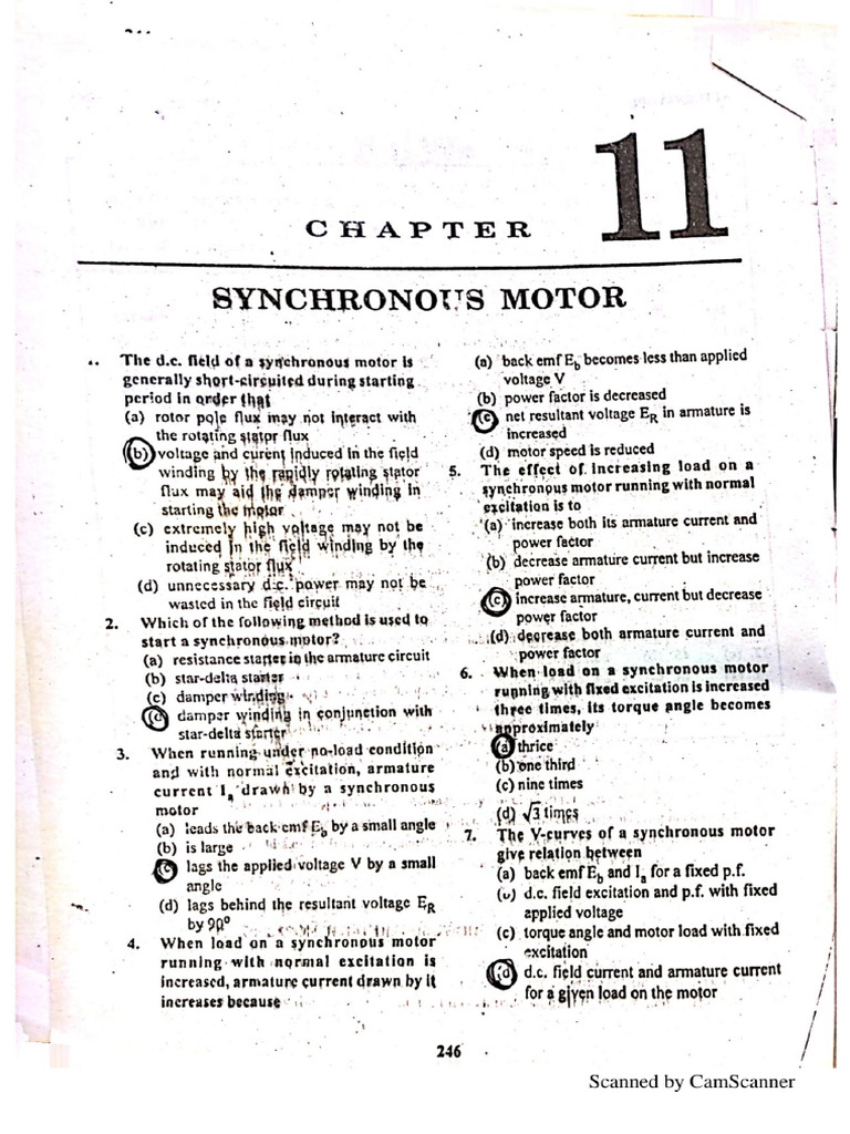 Chapter 11 (Synchronous Motors) | PDF