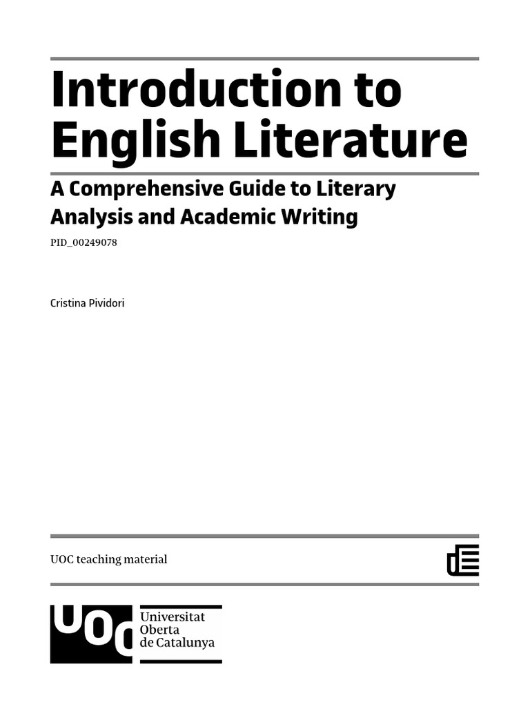 Introduction To English Literature - Cover | PDF | Written ...