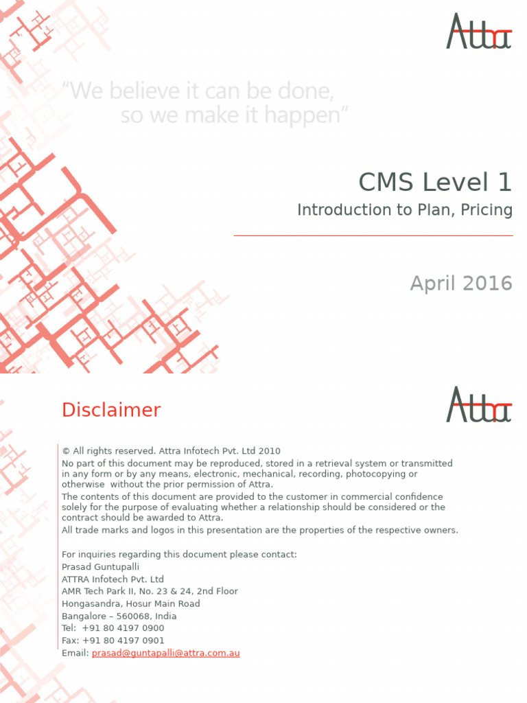 CMS Level 1 - Introduction To Plan, Pricing | PDF | Fee | Credit Card