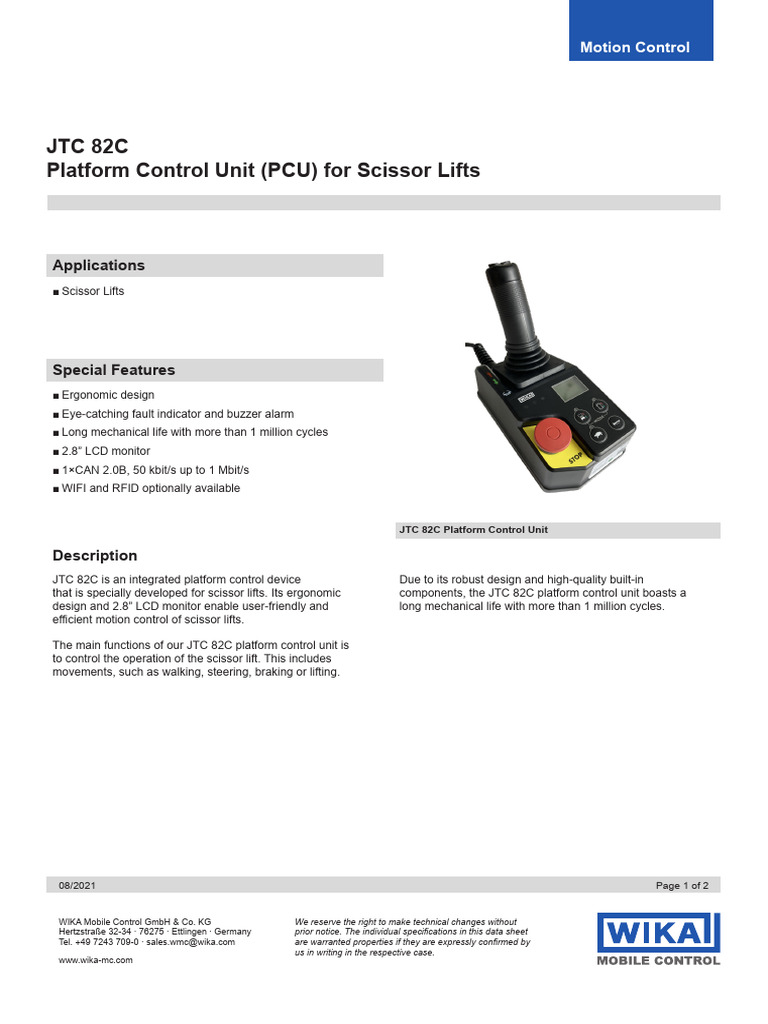 Wika Mobile Control-Data Sheet Pcu JTC 82c-En-08-2021 | PDF ...