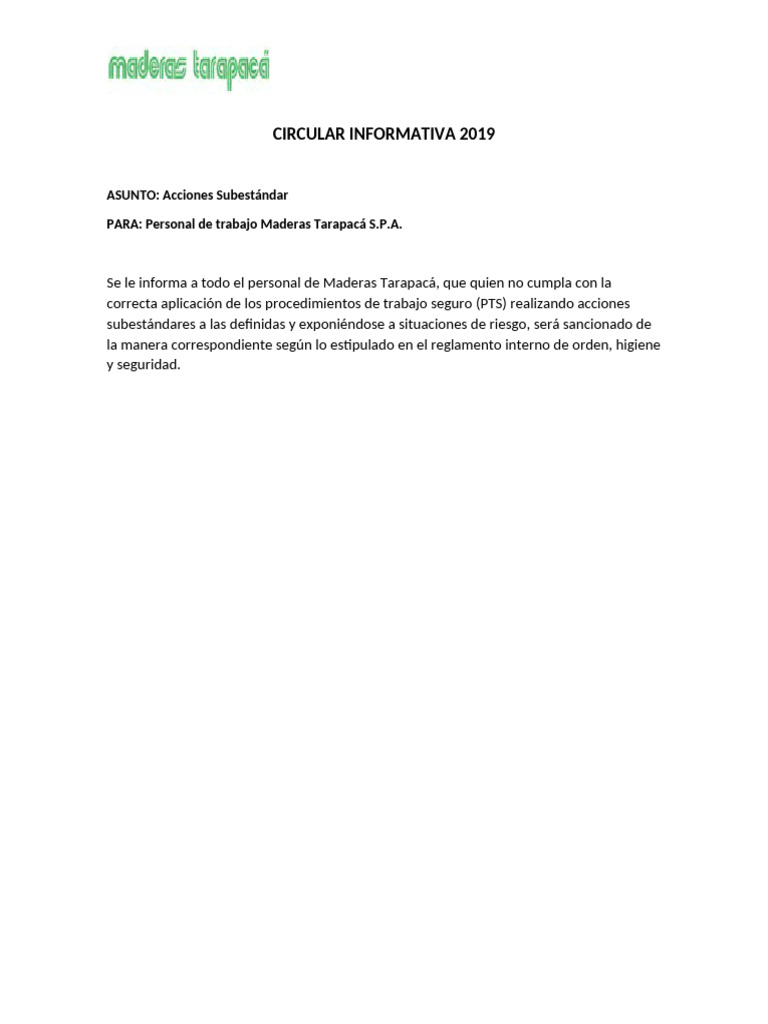 Circular Informativa 2019 | PDF