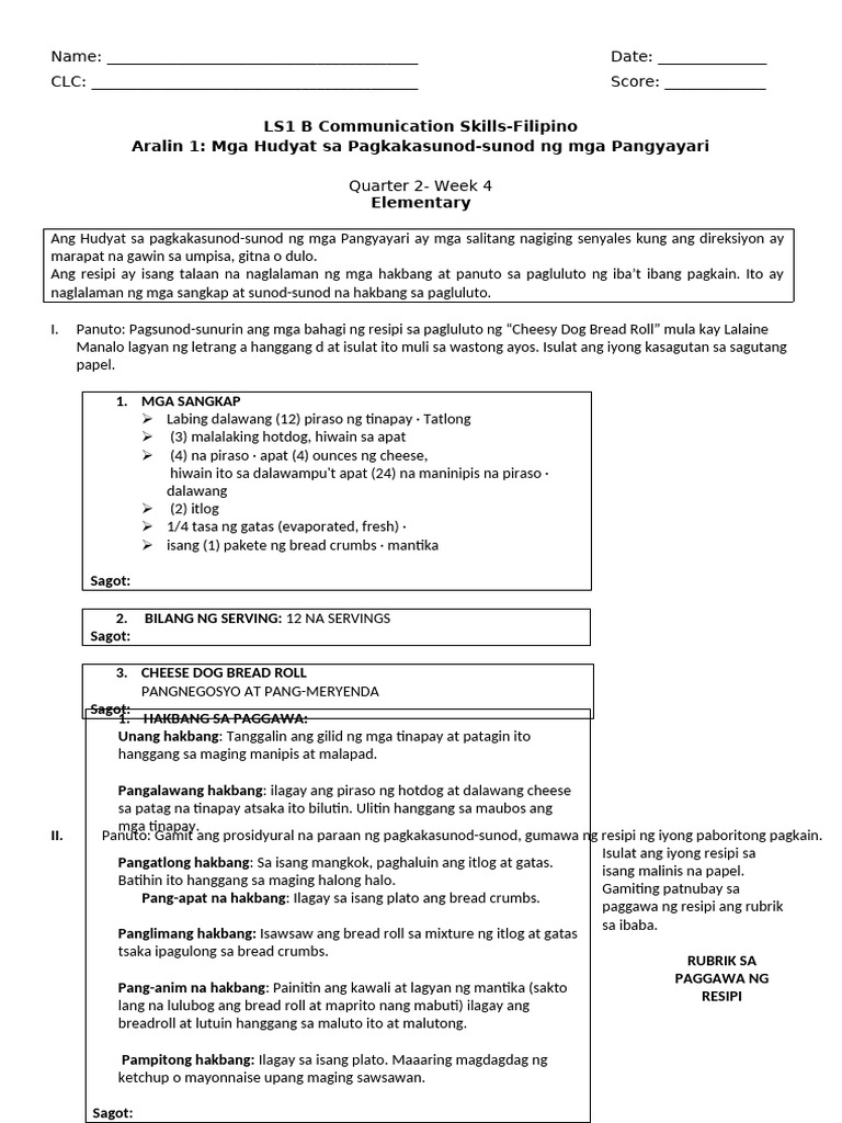 LS1B-FilipinoQ2-WEEK 4-ELEM | PDF