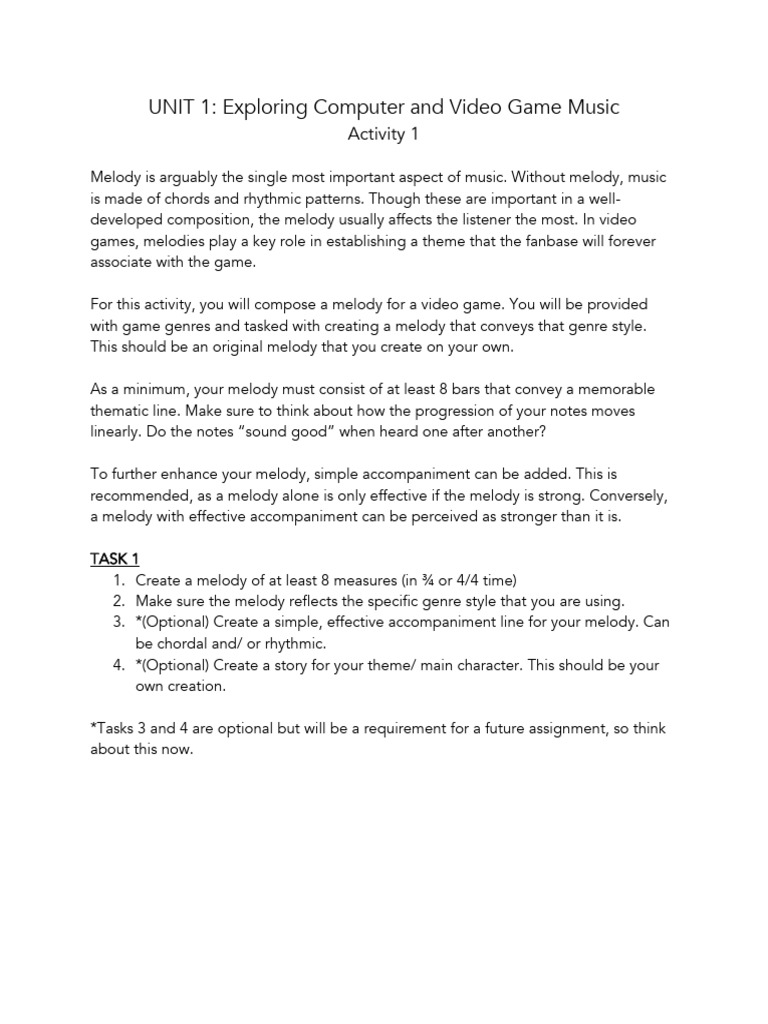UNIT 1 - VIDEO GAMES Activity 1 | PDF | Home & Garden