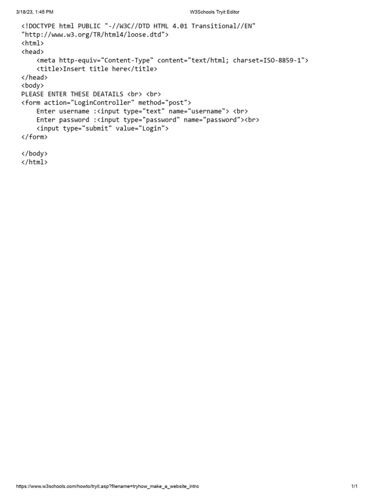 Password Form HTML Example | PDF