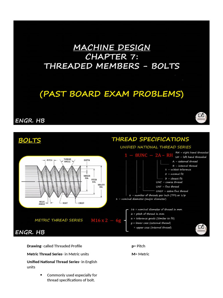 Threaded Profile and Bolt Specifications | PDF | Screw | Mechanical Engineering