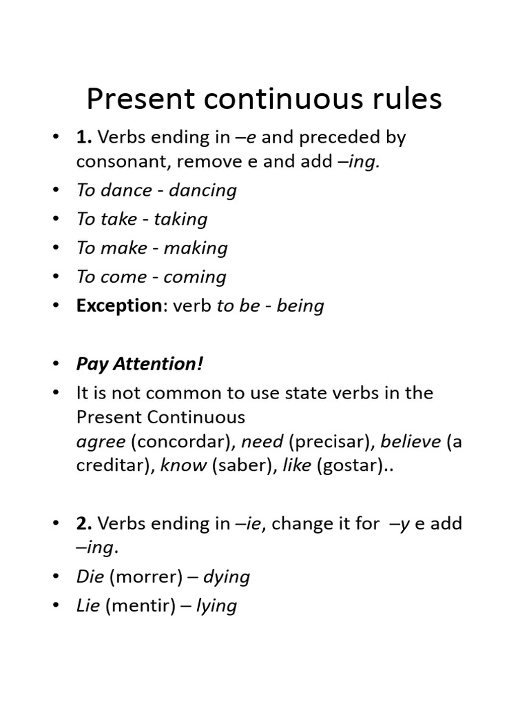 Present Continuous Rules | PDF | Poetry