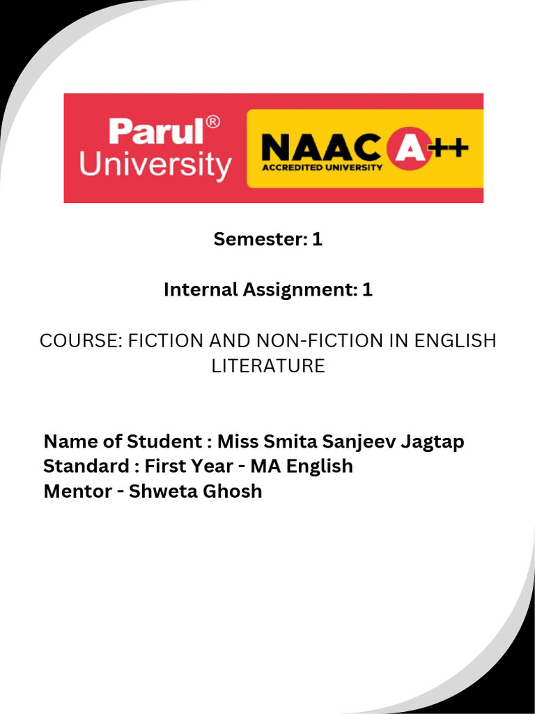 Assignment of Subject - Non Fiction and Fiction in English Literature ...