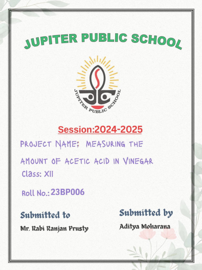 Measuring of The Amount of Acetic Acid in Vinegar Chemistry by Aditya ...