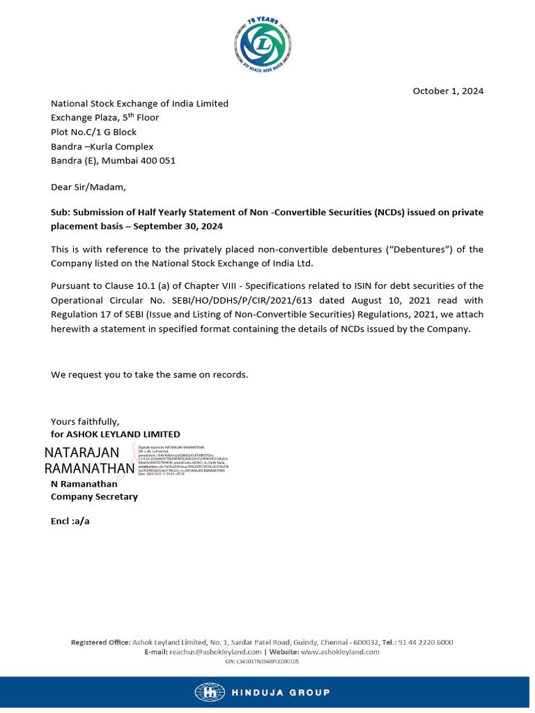 Debt 01102024163345 NCD Halfyearly ISINspecification Sept2024 | PDF