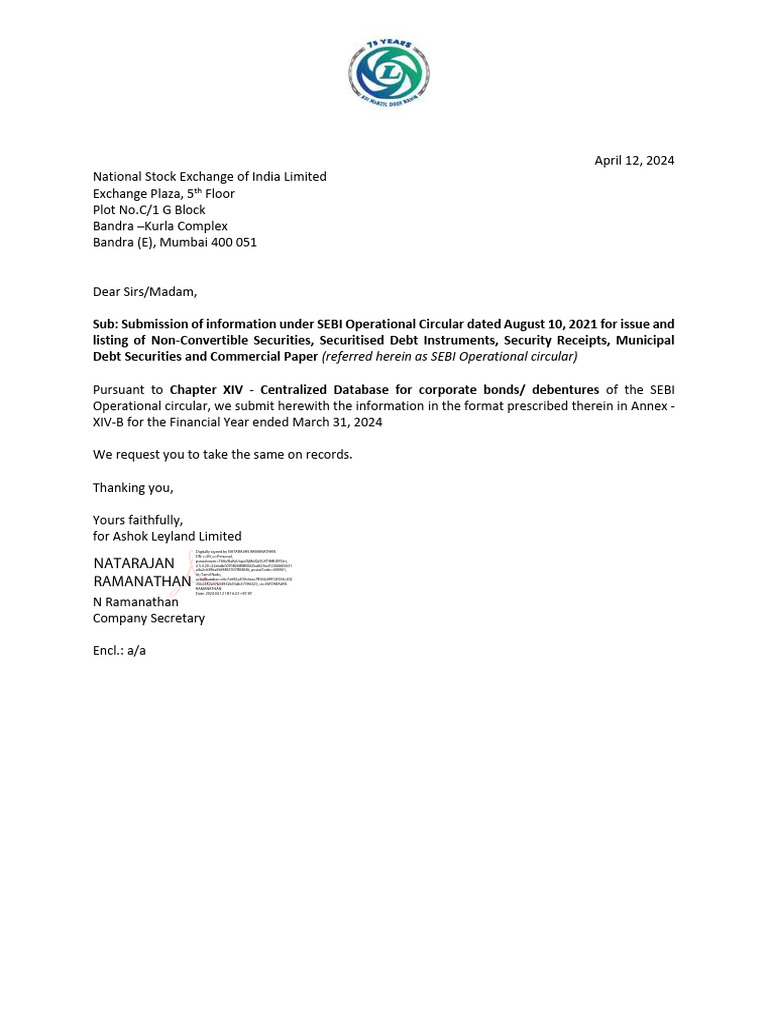 Debt 12042024194800 NCD SEBIOperationalCircular AnnexureXIVB | PDF ...