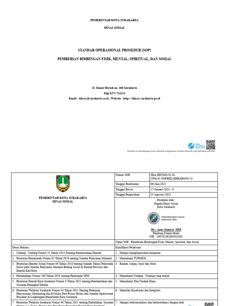 Sop Ska - Dinsos - 01 - 01 - CFM - 05 - Sop - Bid - Rehabsos - 14 20230530083007 | PDF