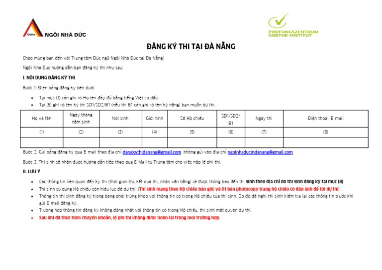 Dang Ky Thi Tai Da Nang | PDF