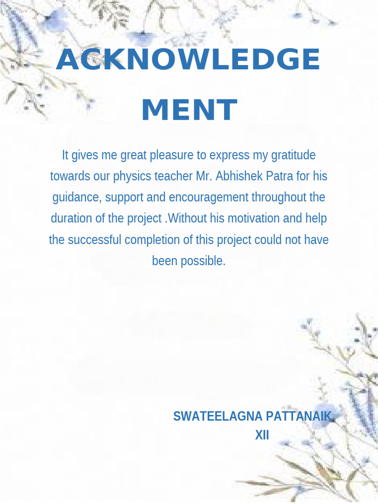 ACKNOWLEDGEMENT | PDF | Art | Self-Improvement