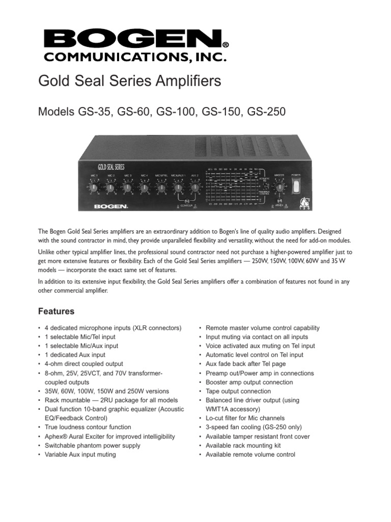 Bogen GS 250 | PDF | Equalization (Audio) | Microphone