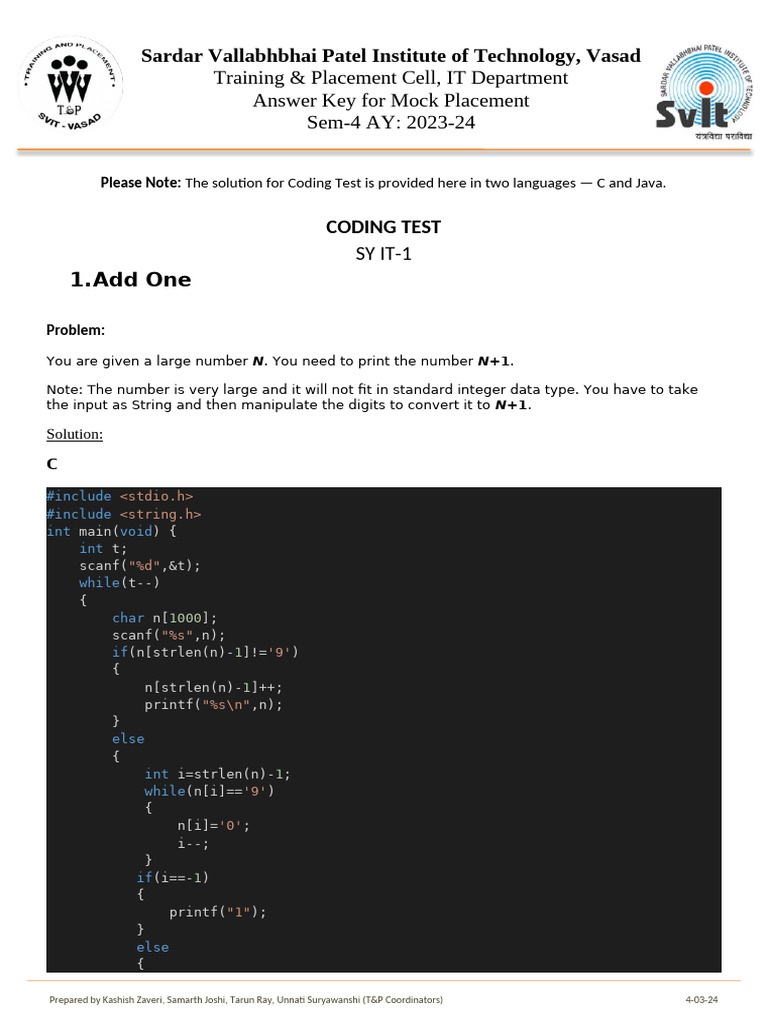 Coding Solutions (TY-IT-1) - 1 SVIT | PDF | Computer Engineering | Software Development