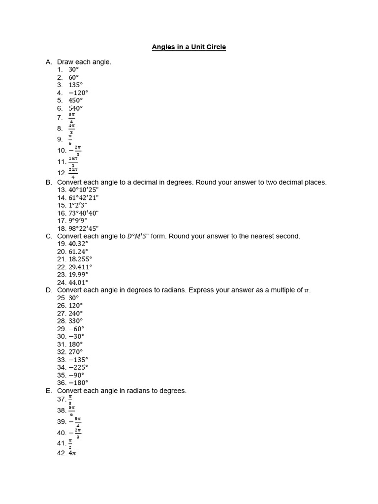 Unit Circle Angle Conversions Guide | PDF