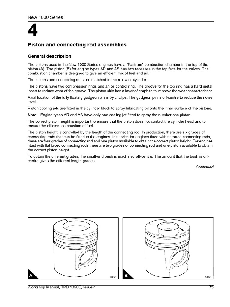 New 1000 Series Piston and connecting assembly | PDF | Piston | Bearing ...