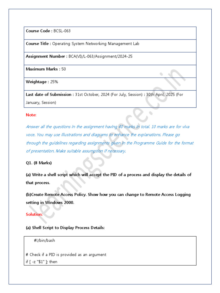 BCSL-063 Solved Assignment 2024-25 | PDF | Domain Name System | Sudo