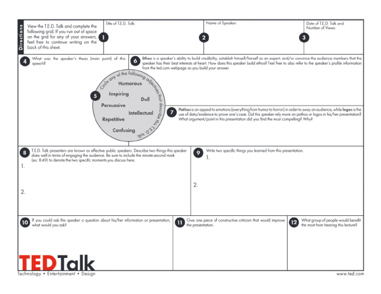 Ted Talk Worksheet | PDF