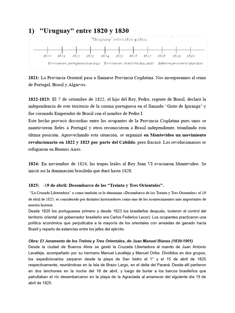 Historia de Uruguay 1820-1830 | PDF | América del Sur