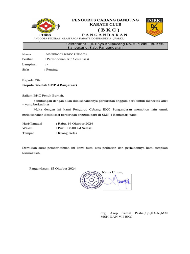 Surat Sosialisasi BKC | PDF