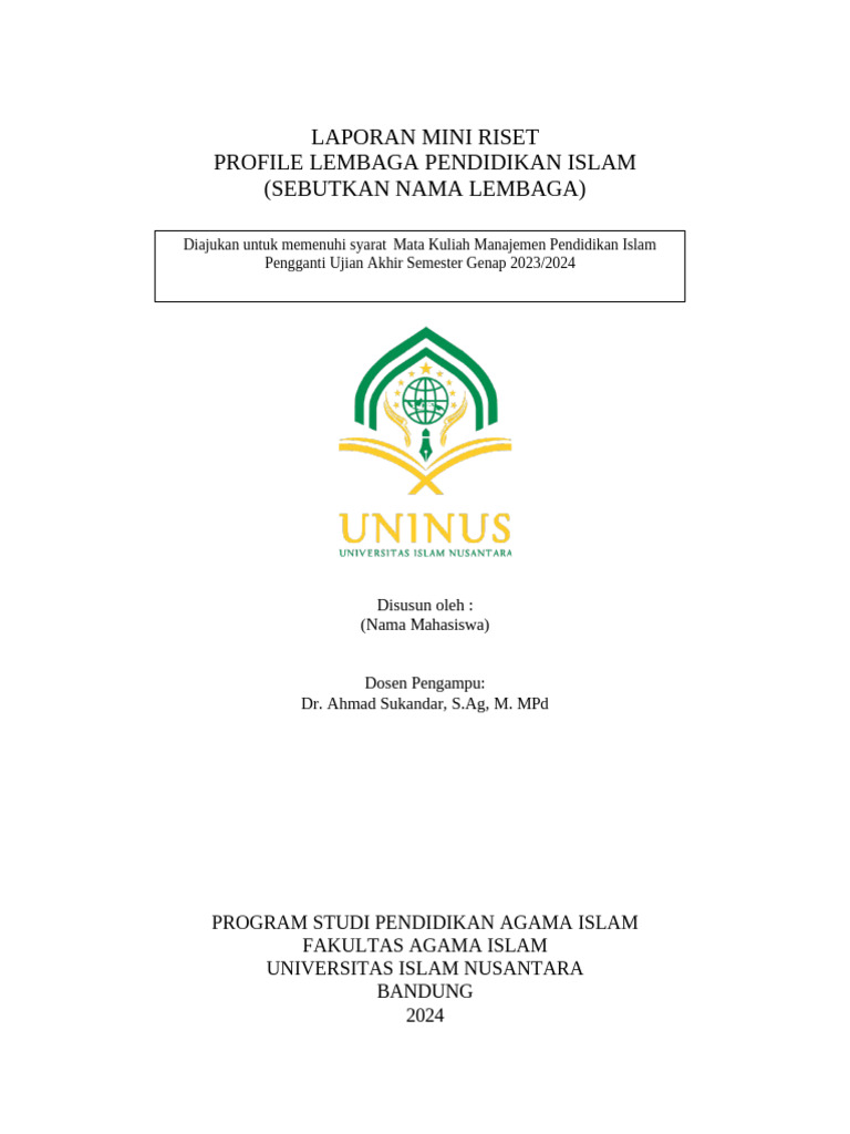 Contoh 1 Laporan Mini Riset Word | PDF